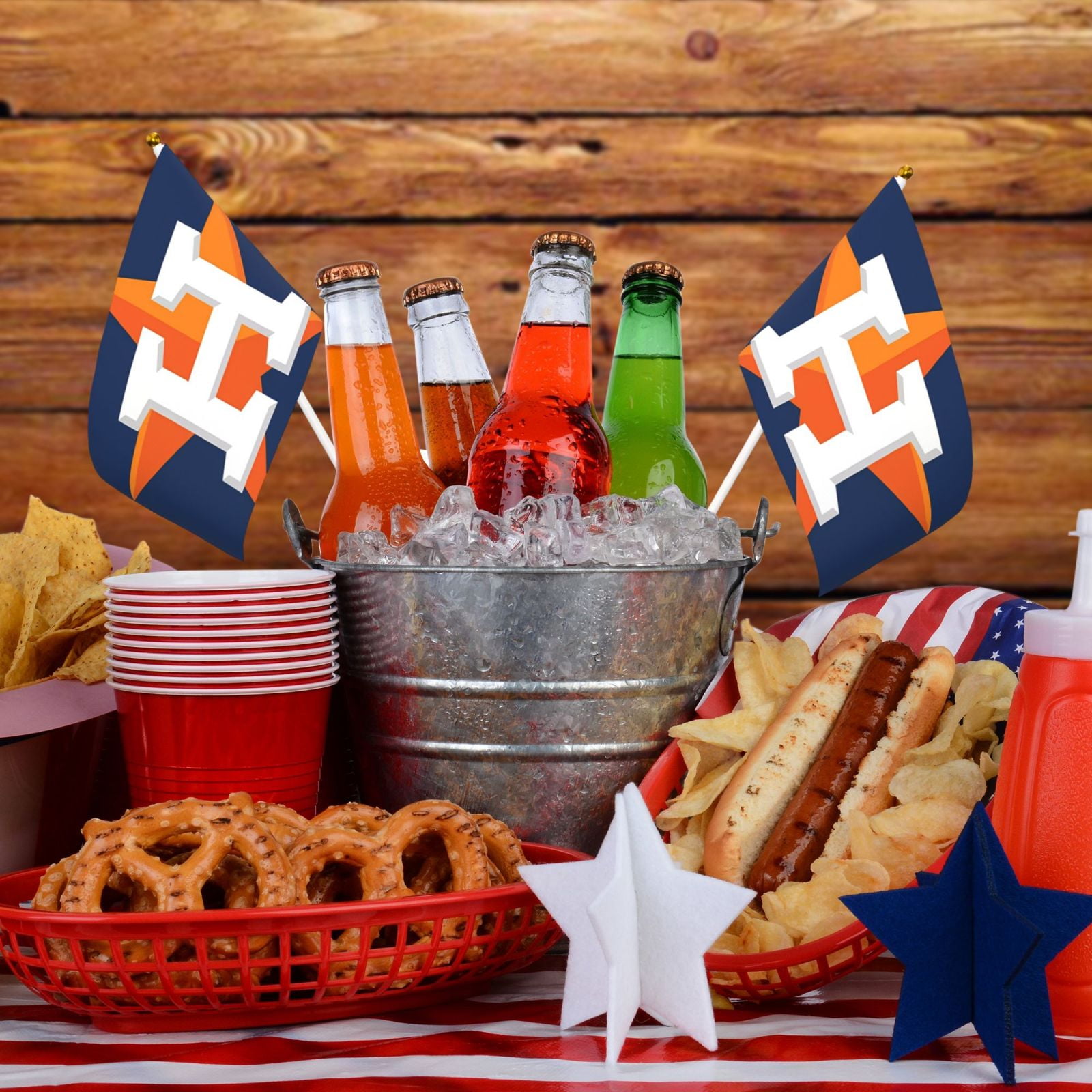 Astros Handheld Flag 5.5x8.2in Equipped with plastic flagpole Used for ...