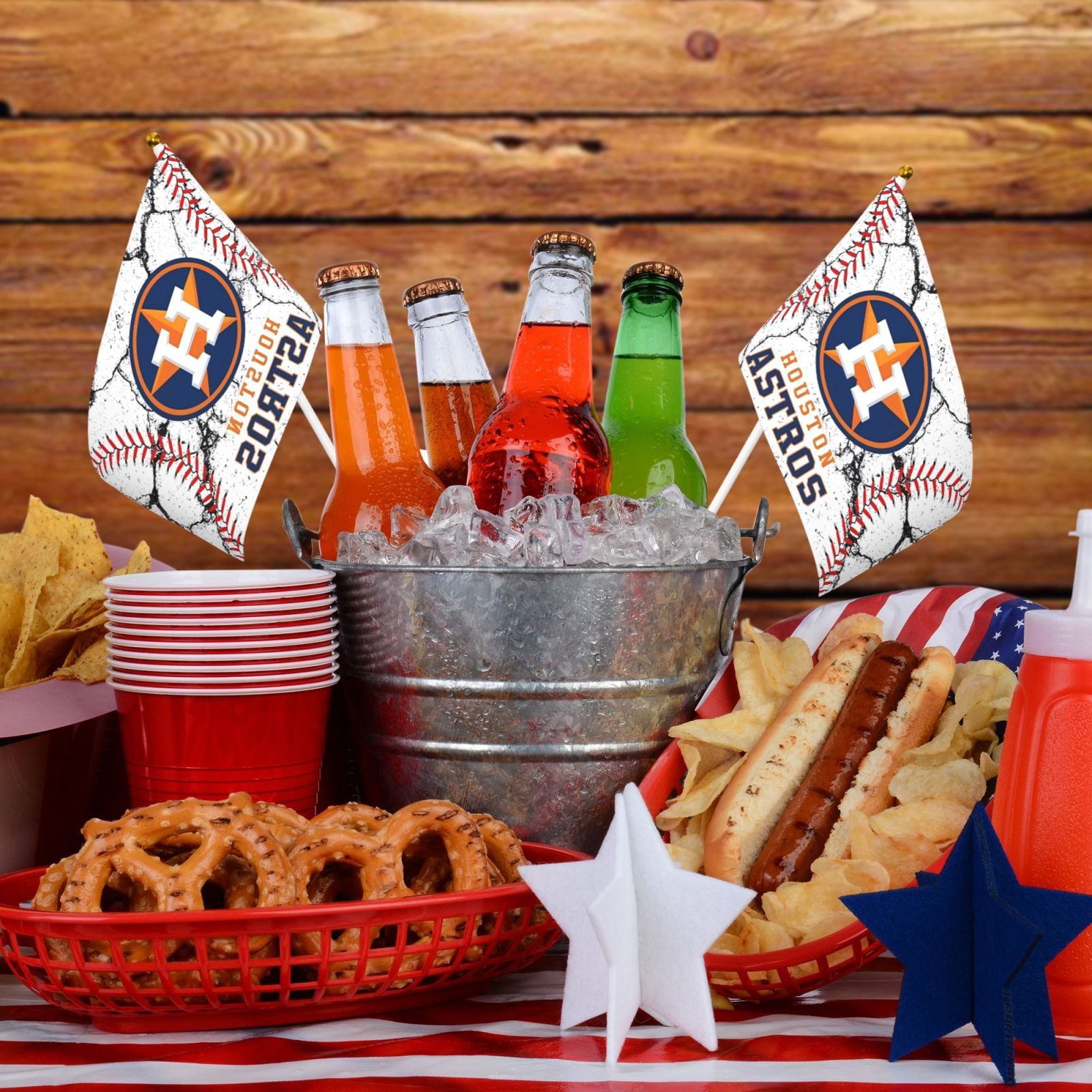 Astros Handheld Flag 5.5x8.2in Equipped with plastic flagpole Used for ...