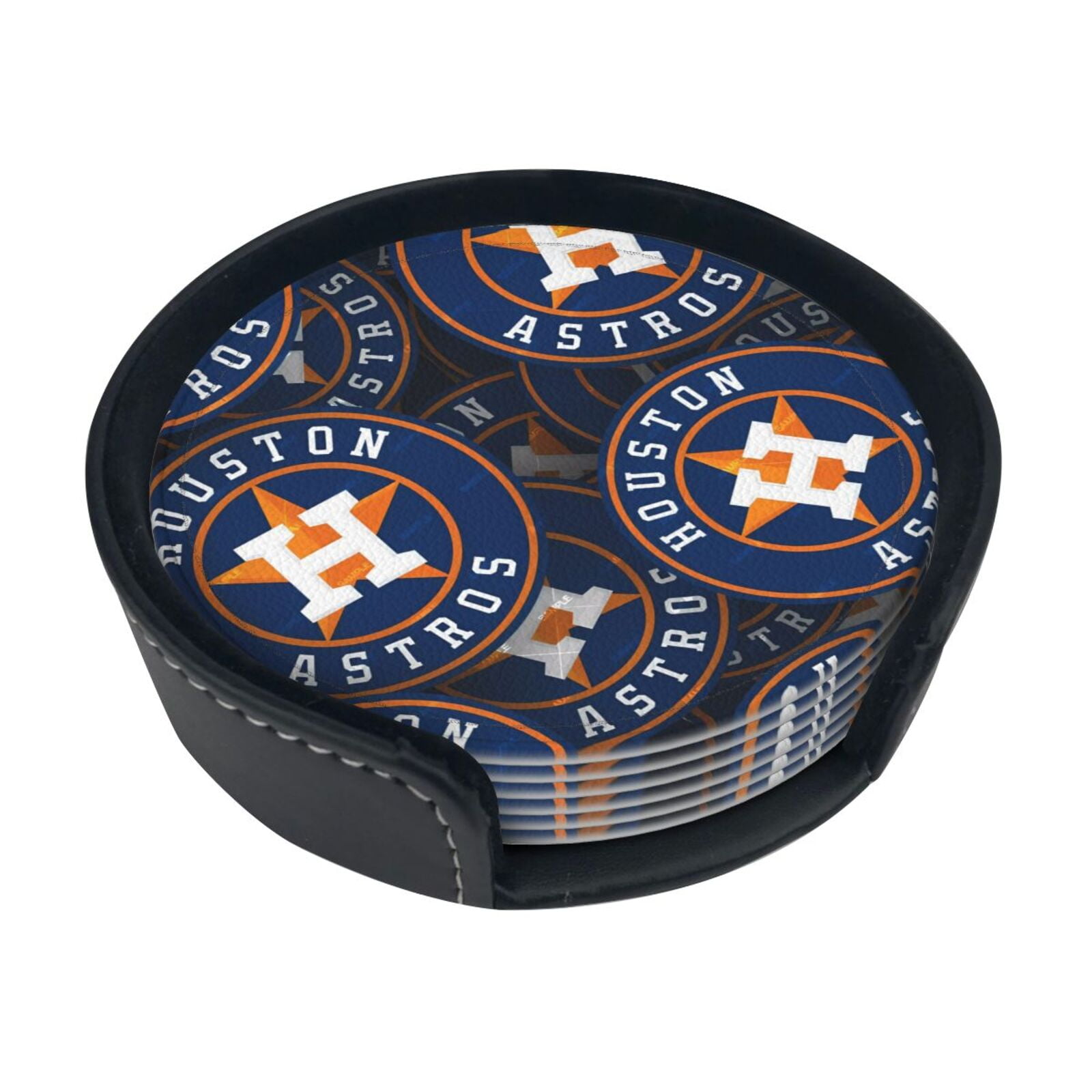 Astros PU Leather Bar Beer Beverage Coasters for Drinks Set of 6 with ...