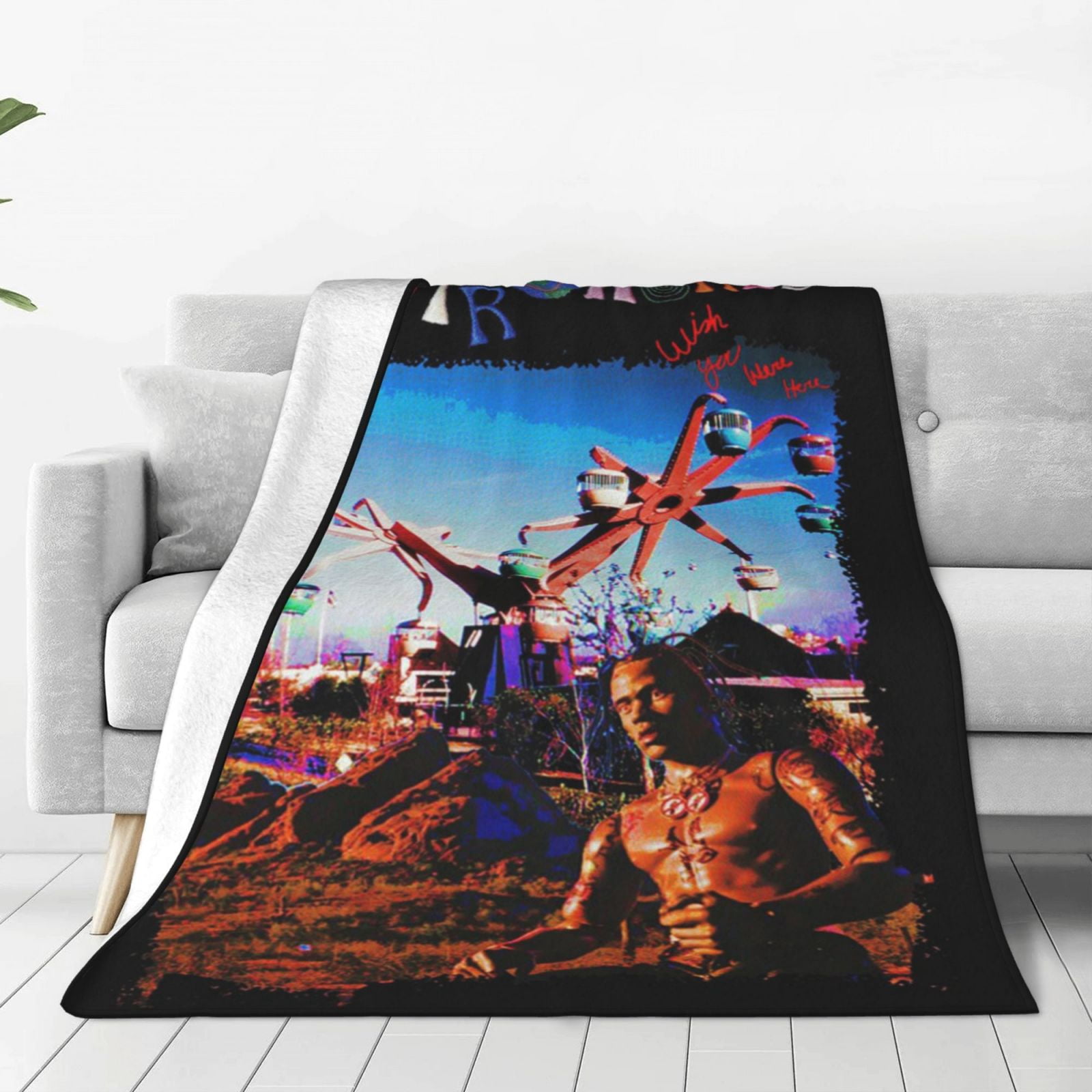 Astroworld Travis Rap Scott Plush Throw Blanket For Couch Super Soft ...