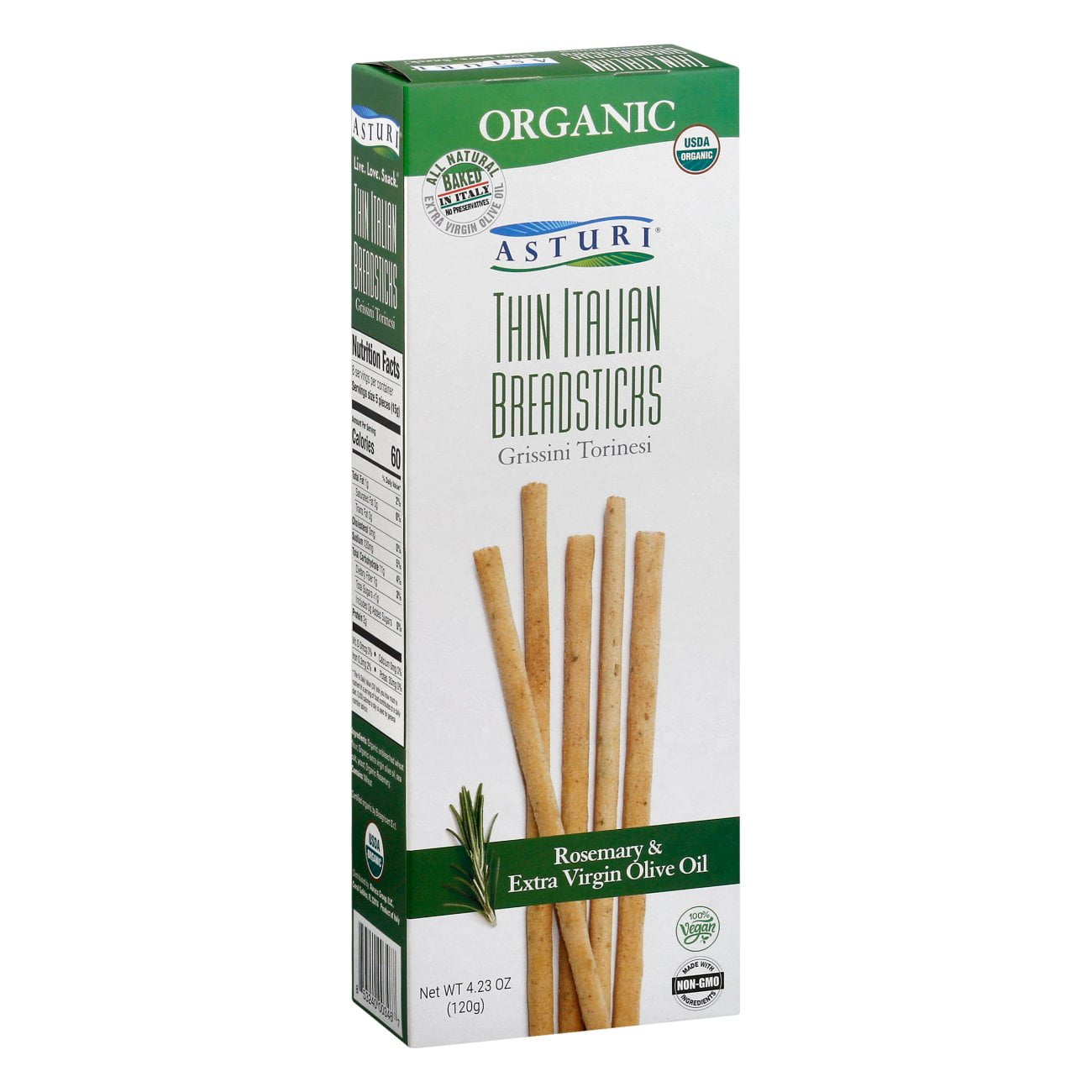 Asturi Thin Italian Breadsticks - Rosemary & Extra Virgin Olive Oil - 4 ...