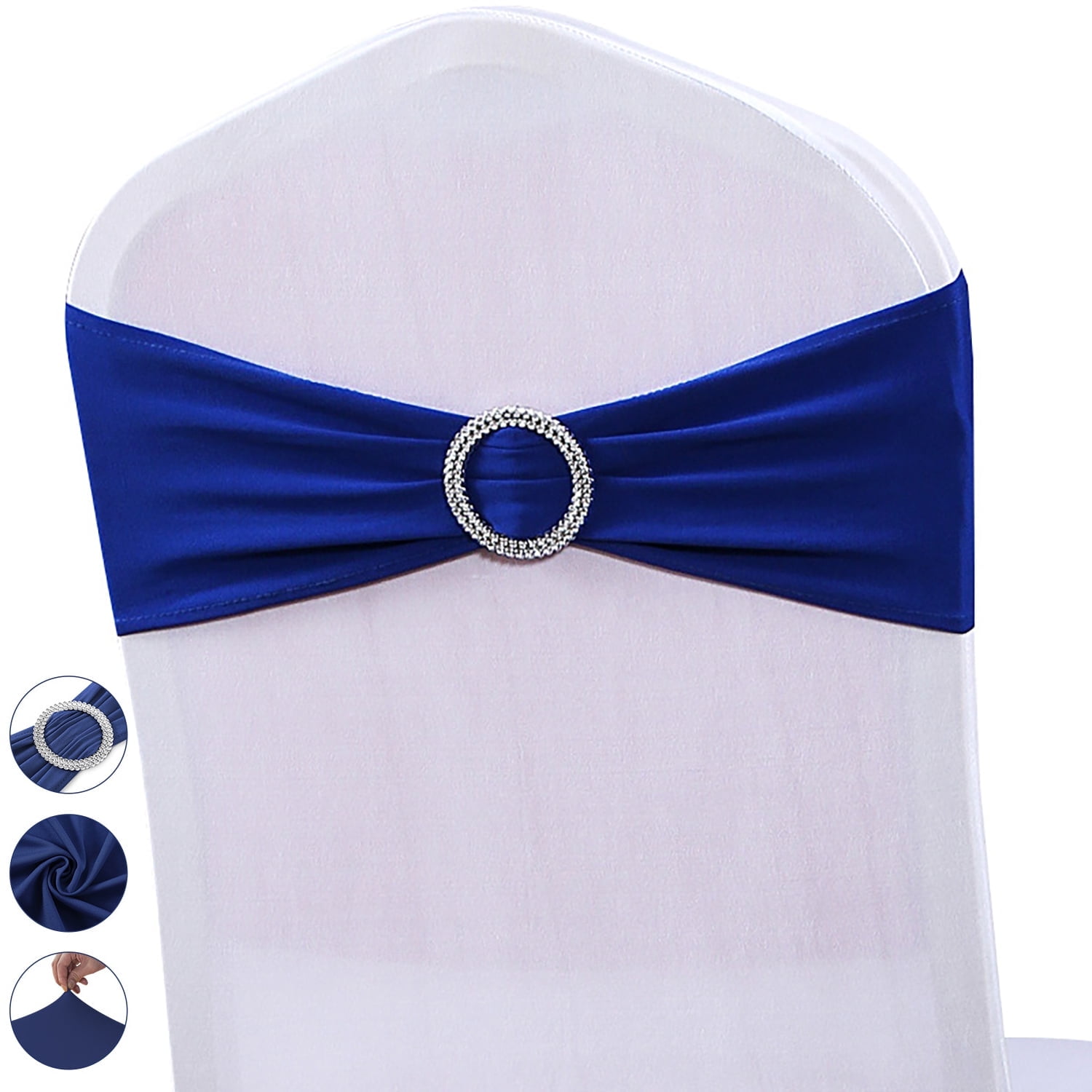 Asunby 100 Spandex Chair Sashes Bow Elastic Stretch Chair Band Ties ...