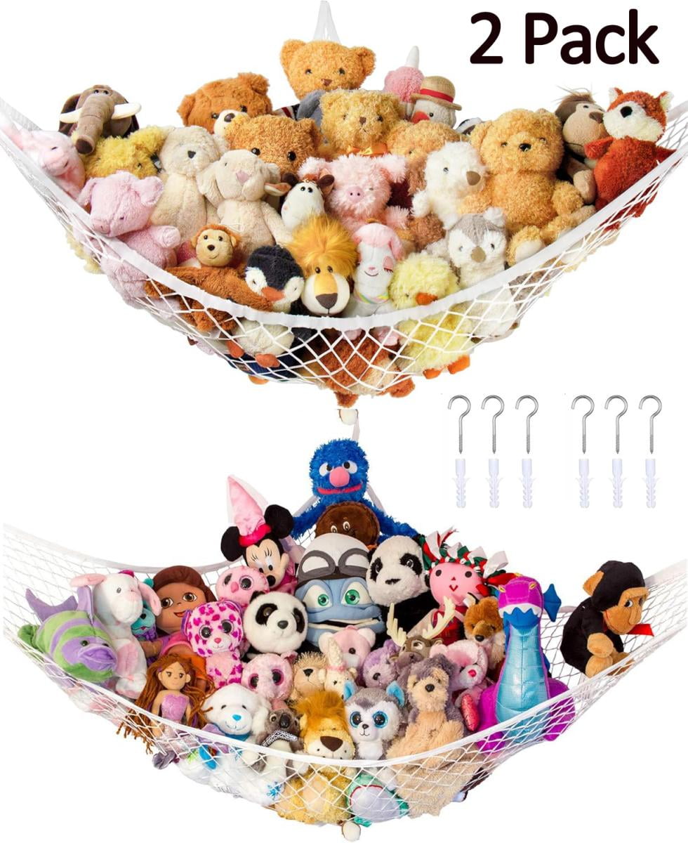 Asunby 2-Pack Jumbo Toy Hammock for Stuffed Animals, Extra-Large Wall ...