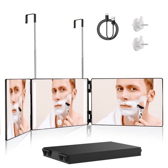 NEXPURE 3 Way Lighted Mirror, LED Trifold Makeup Mirrors for Hair ...