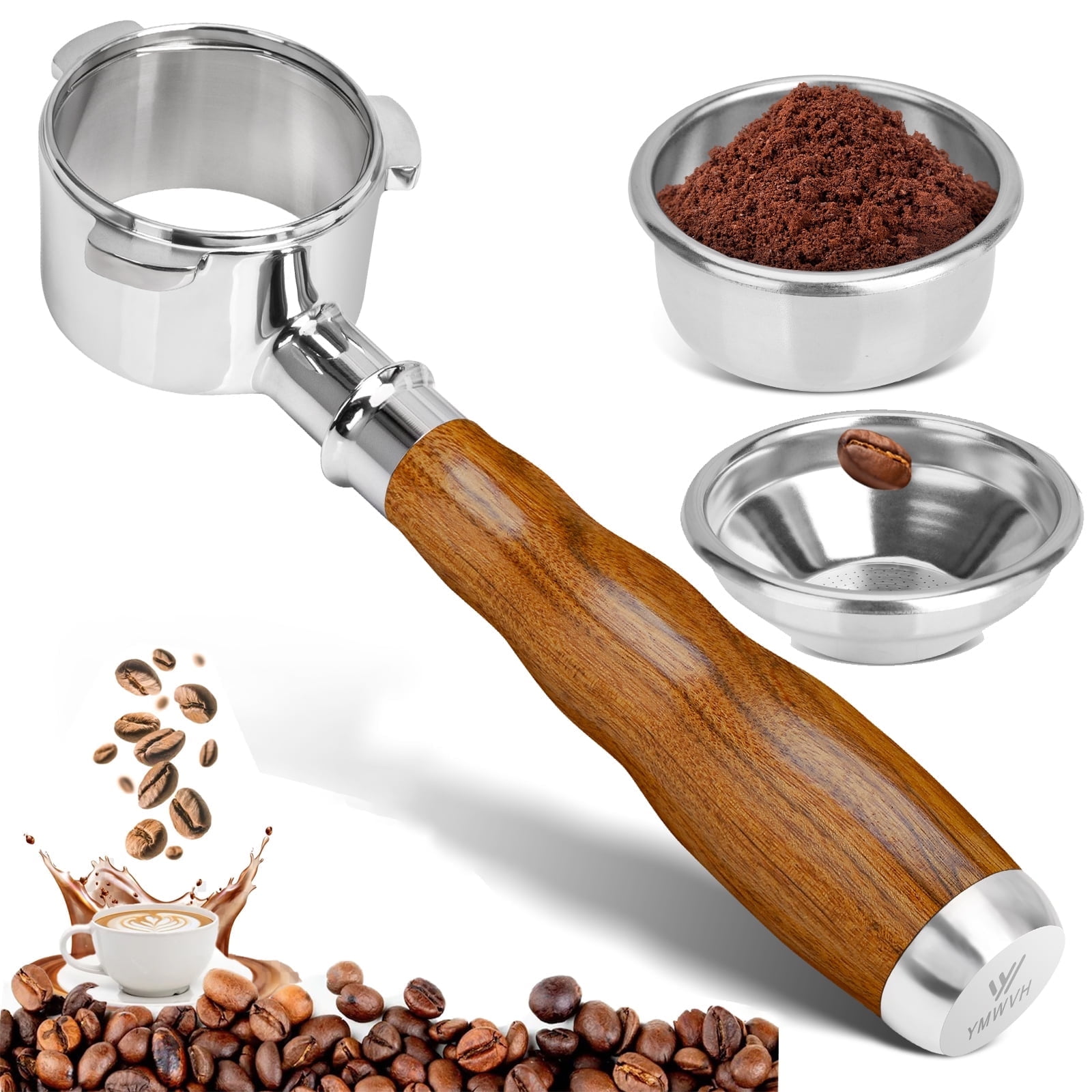Asunby 54mm Bottomless Portafilter with Walnut Handle - Fits Breville ...