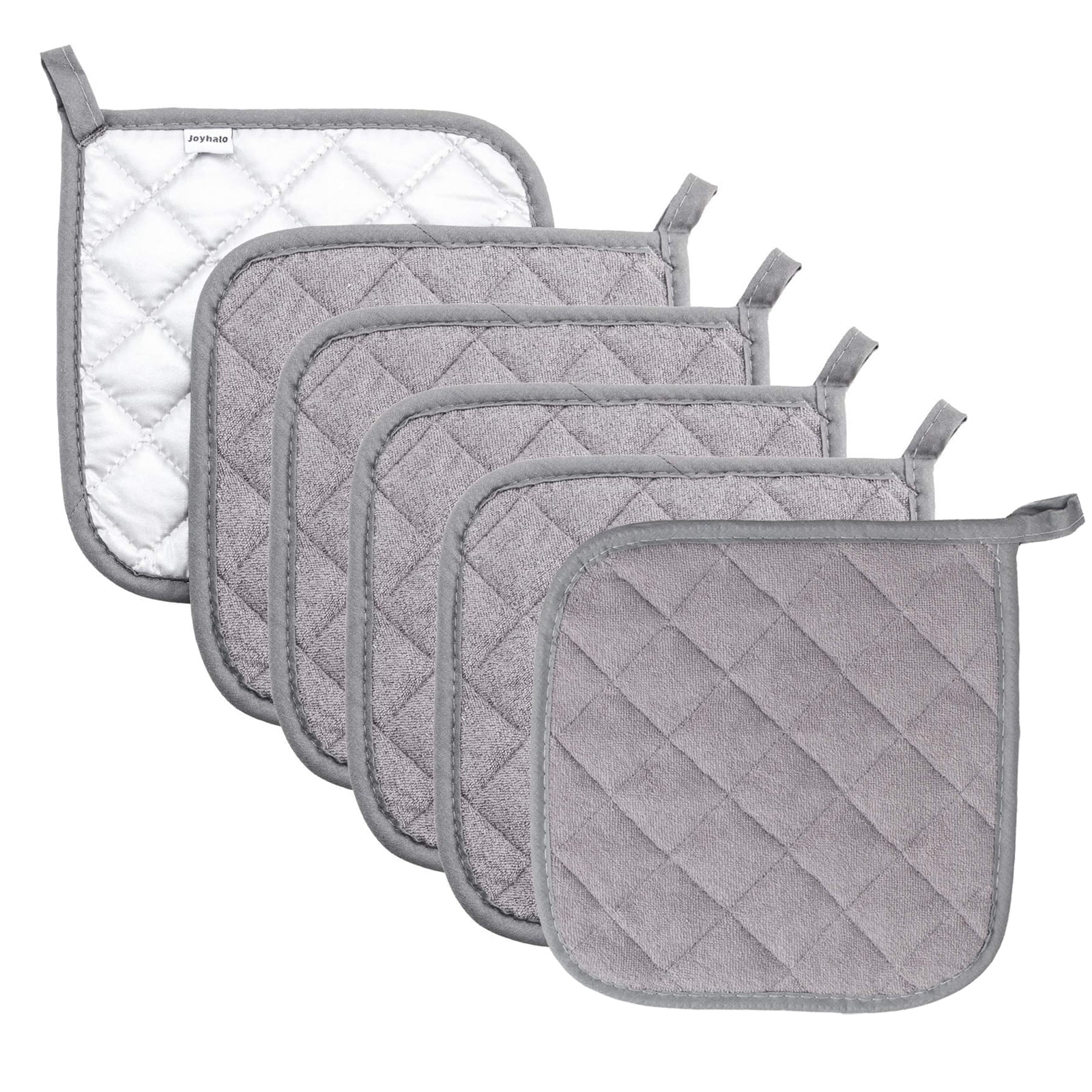 Asunby 6 Pack Pot Holders - Heat Resistant Sets, Oven Hot Pads, Terry ...