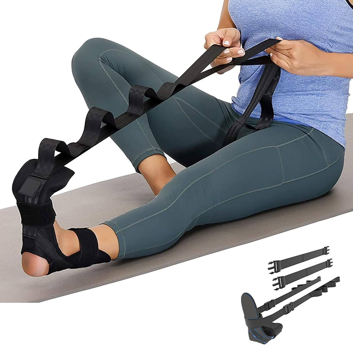 Asunby Adjustable Foot & Calf Stretcher with Padded Strap - Relieves ...
