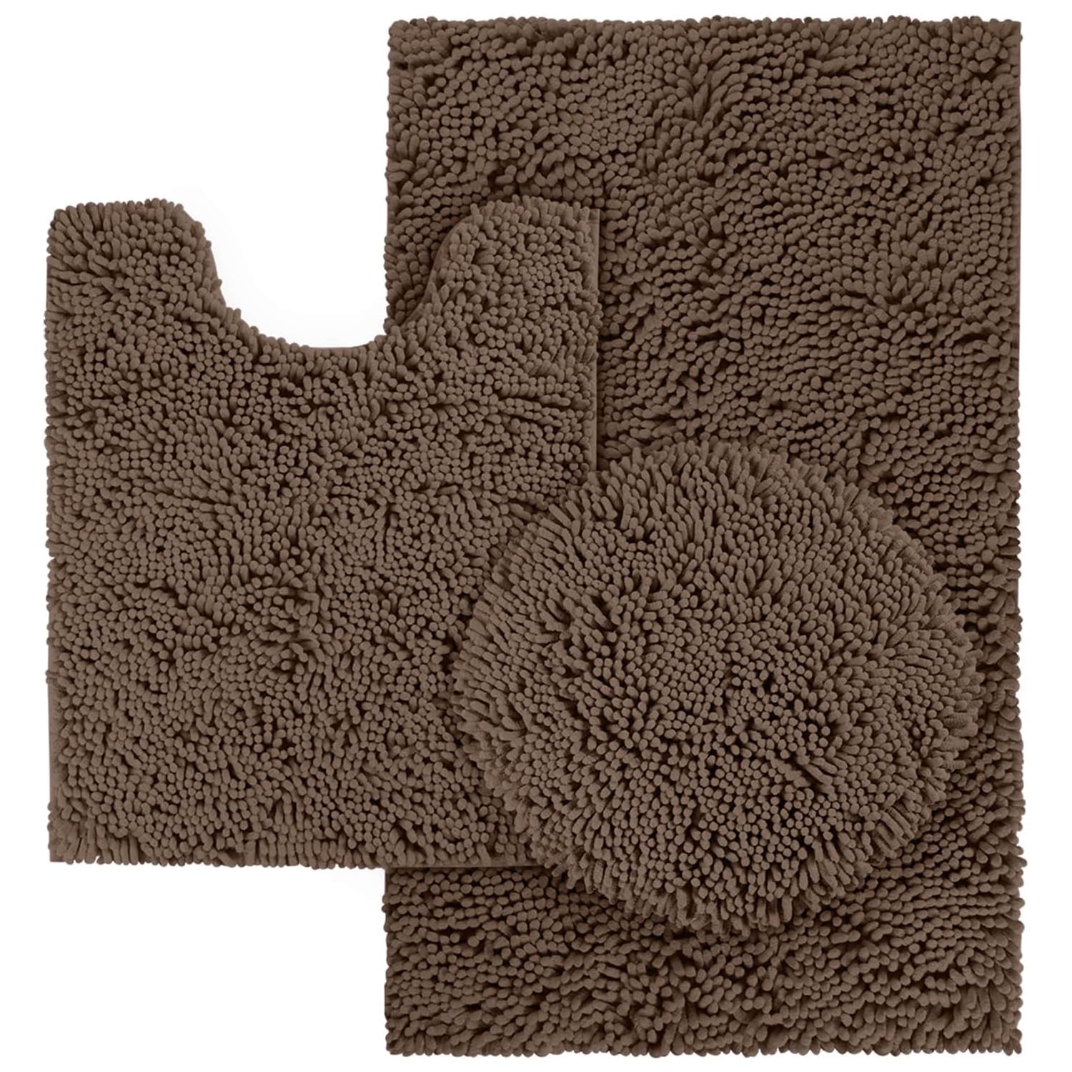 Asunby Brown Bathroom Rugs Sets 3 Piece with Toilet Lid Cover Non Slip ...