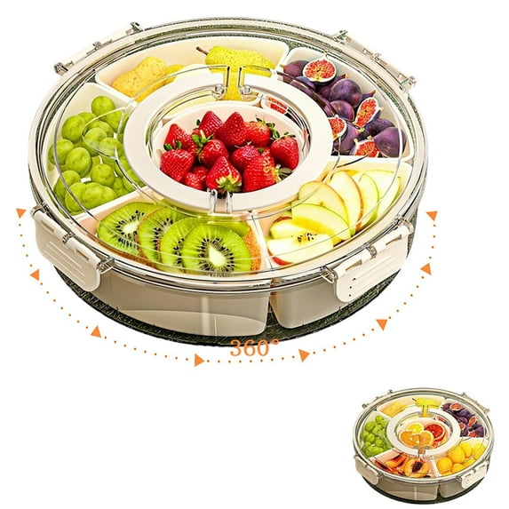 Asunby Divided Serving Tray with Lid & Handle - Stackable Rotating ...