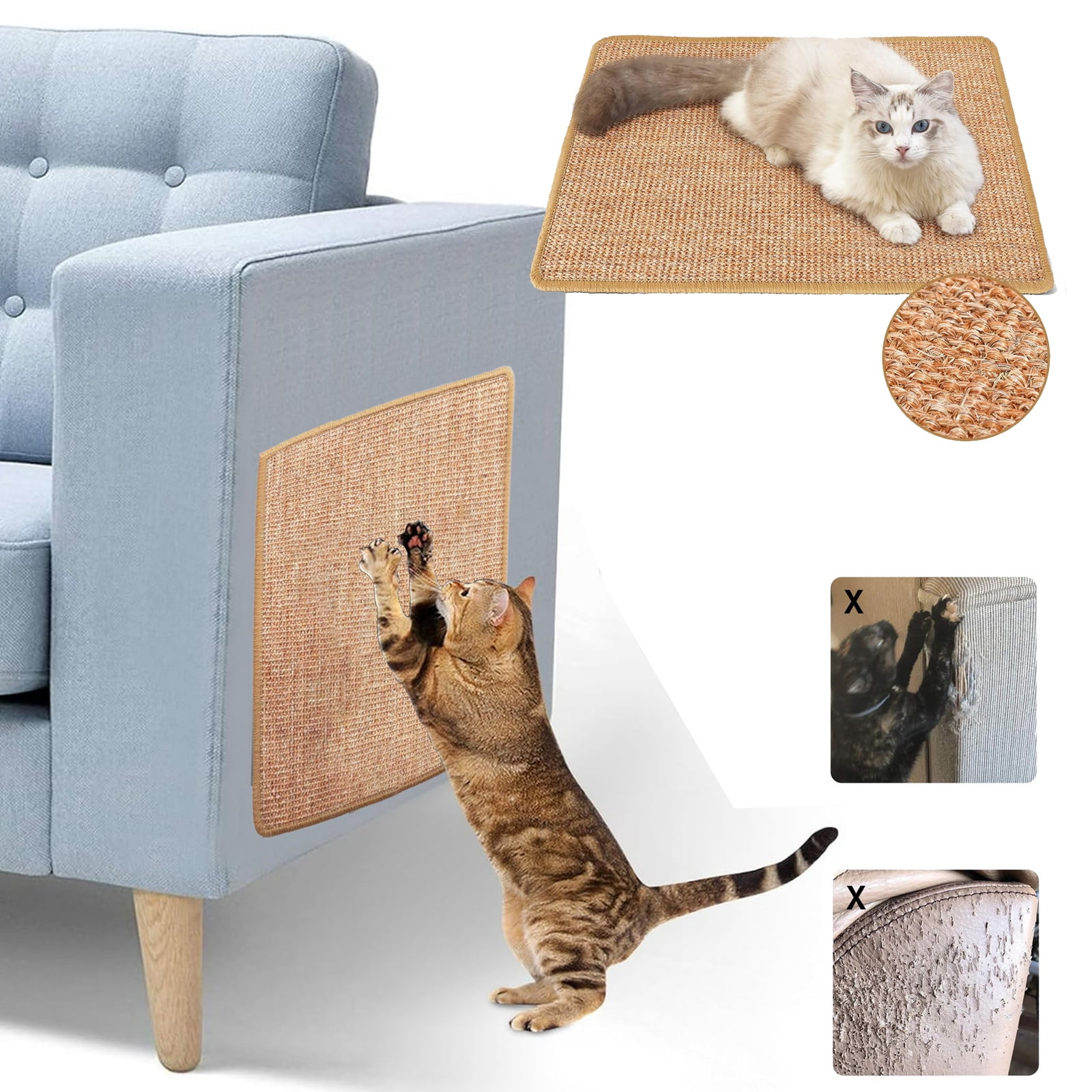 Asunby Indoor Cat Scratching Mat, 23.6 x 15.7 inch Durable Natural ...