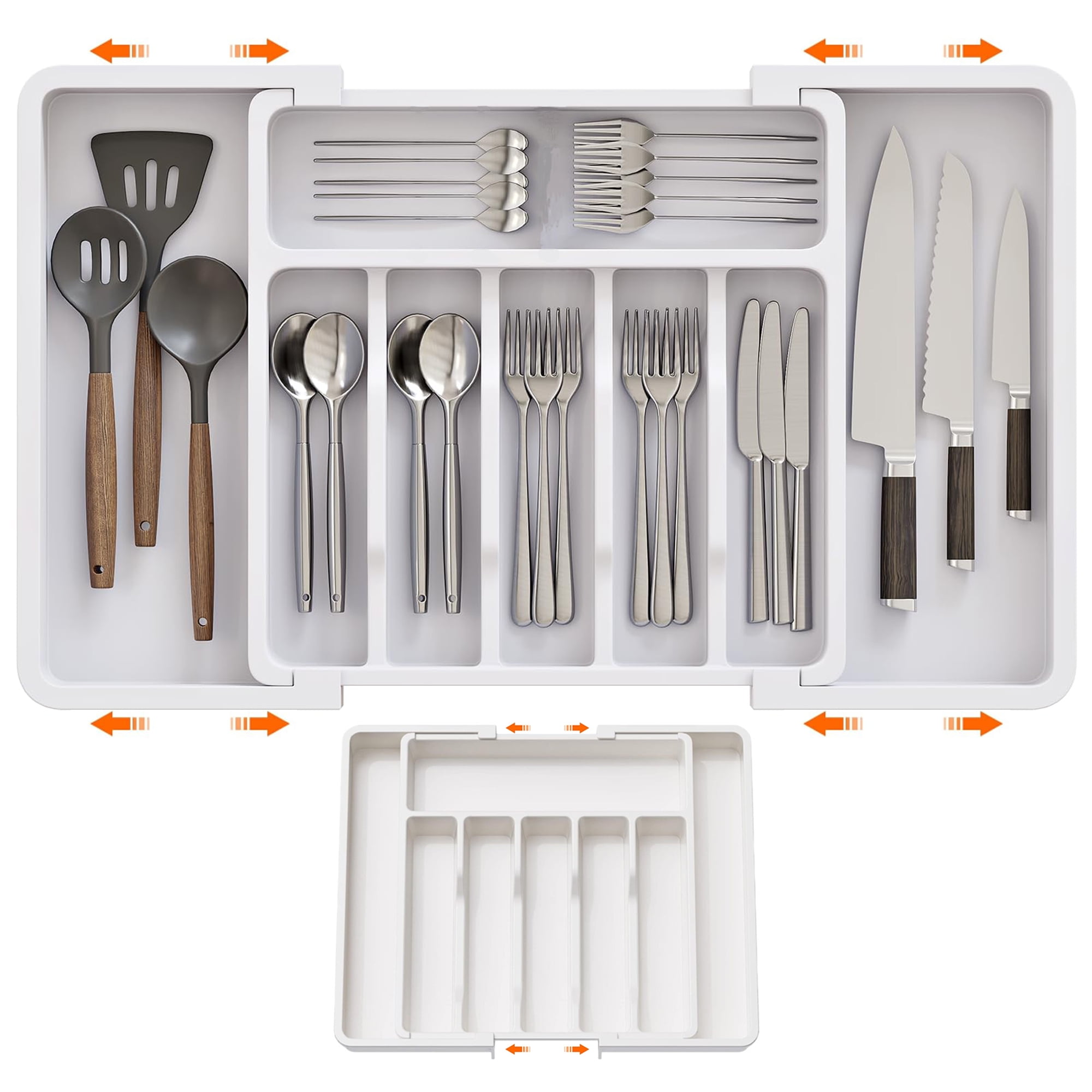 Asunby Kitchen Expandable Utensil Organizer with 8 Compartments ...