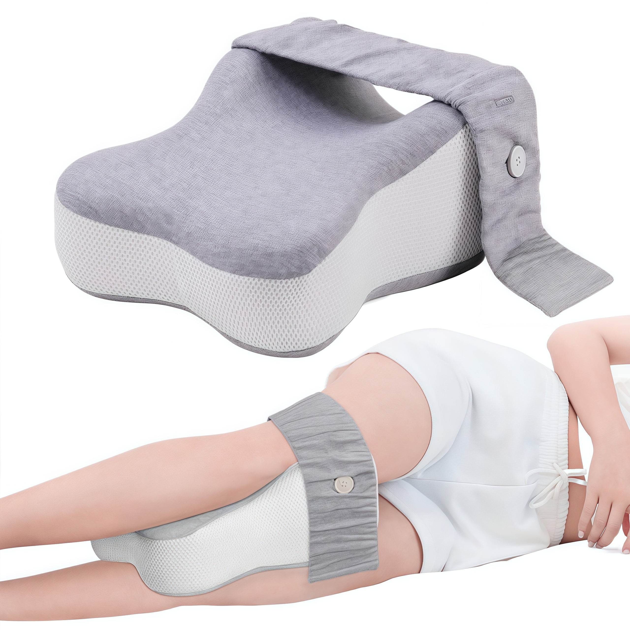 Asunby Knee Pillow for Side Sleeper with Adjustable Straps - Fully ...