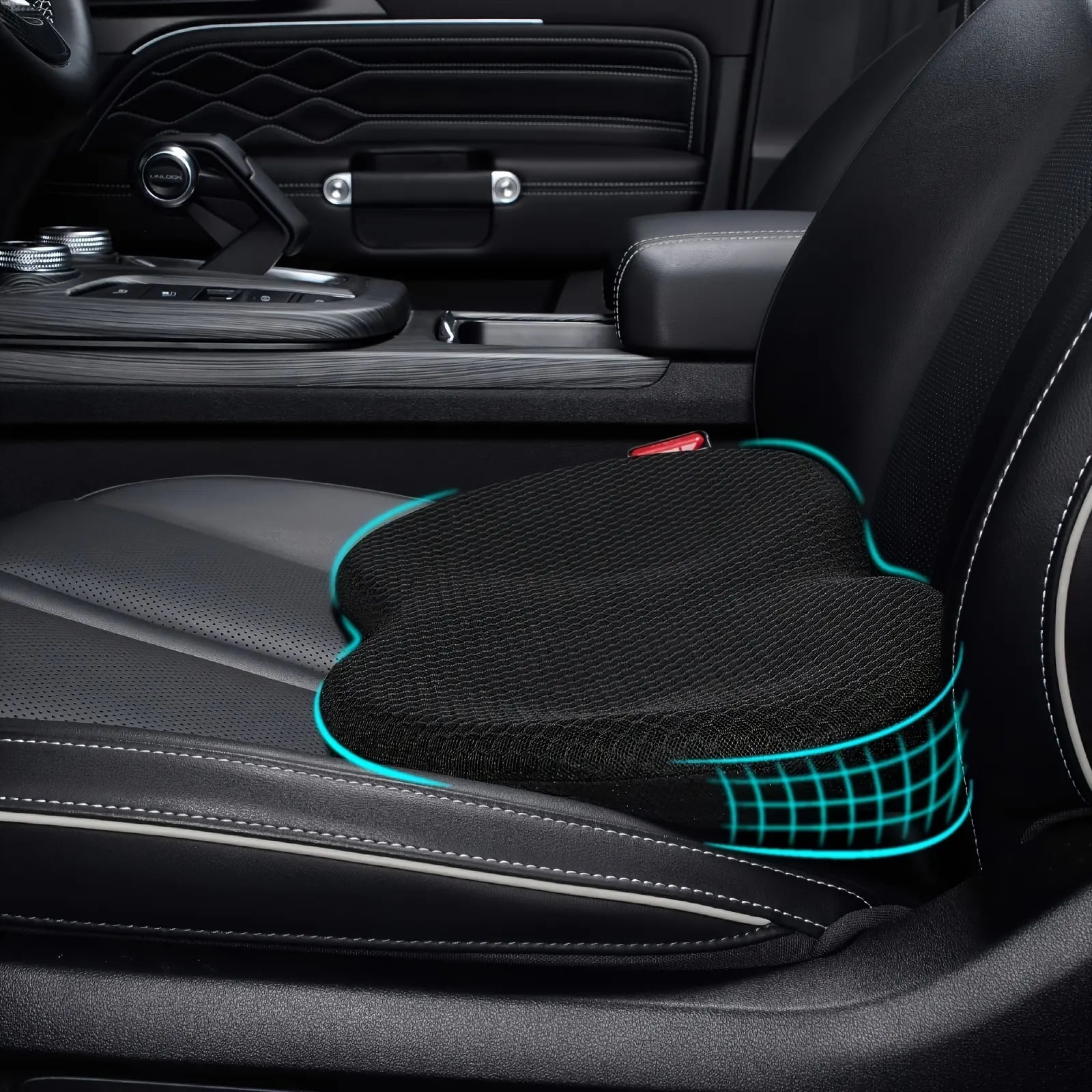 Asunby Memory Foam Car Seat Cushion for Better View & Back Pain Relief ...