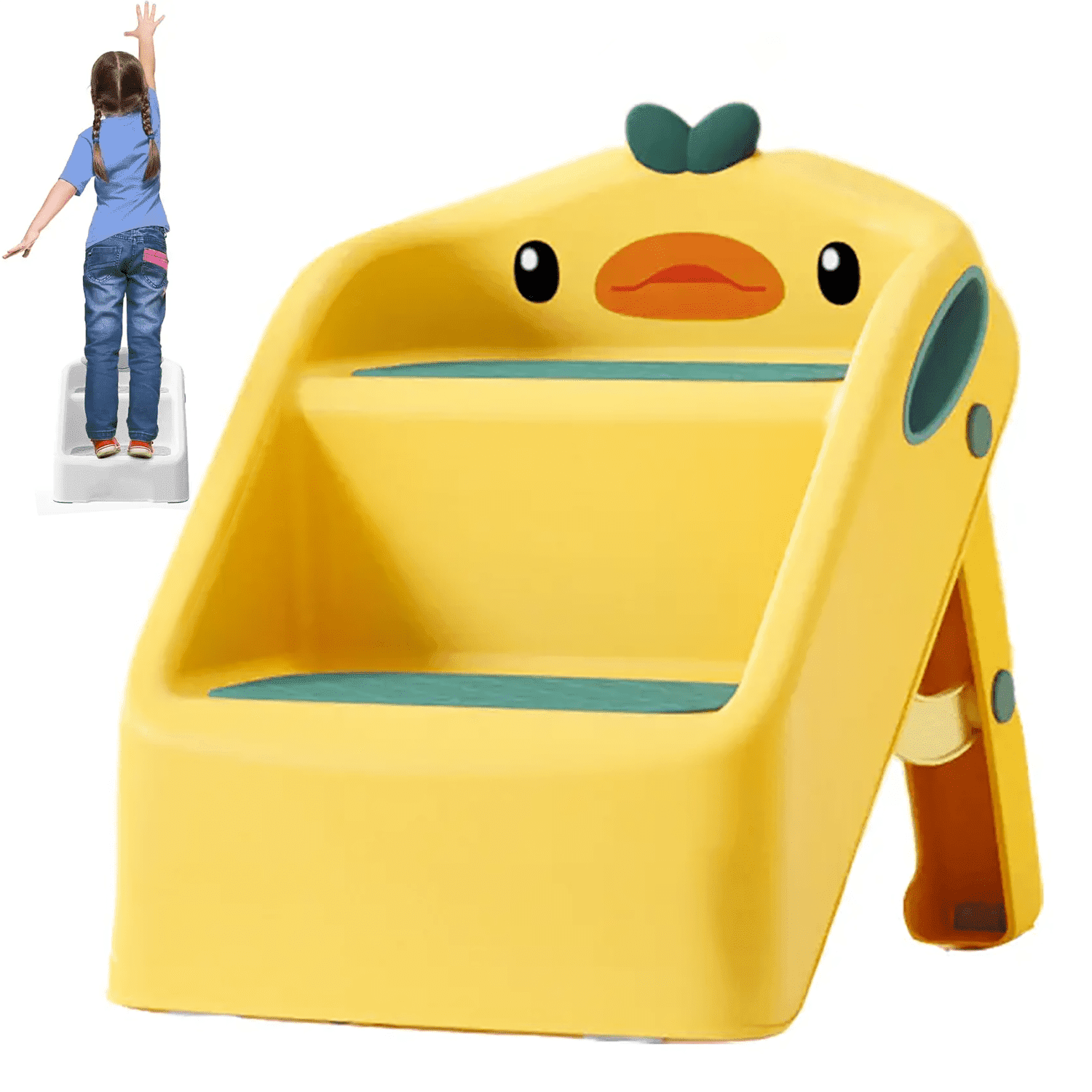 Asunby Plastic Toddler Step Stool, Foldable 2-Step Stool with Anti-Slip ...