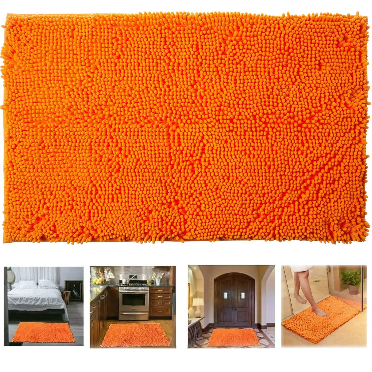 Asunby Plush Chenille Bath Rugs Extra Soft and Absorbent Microfiber ...