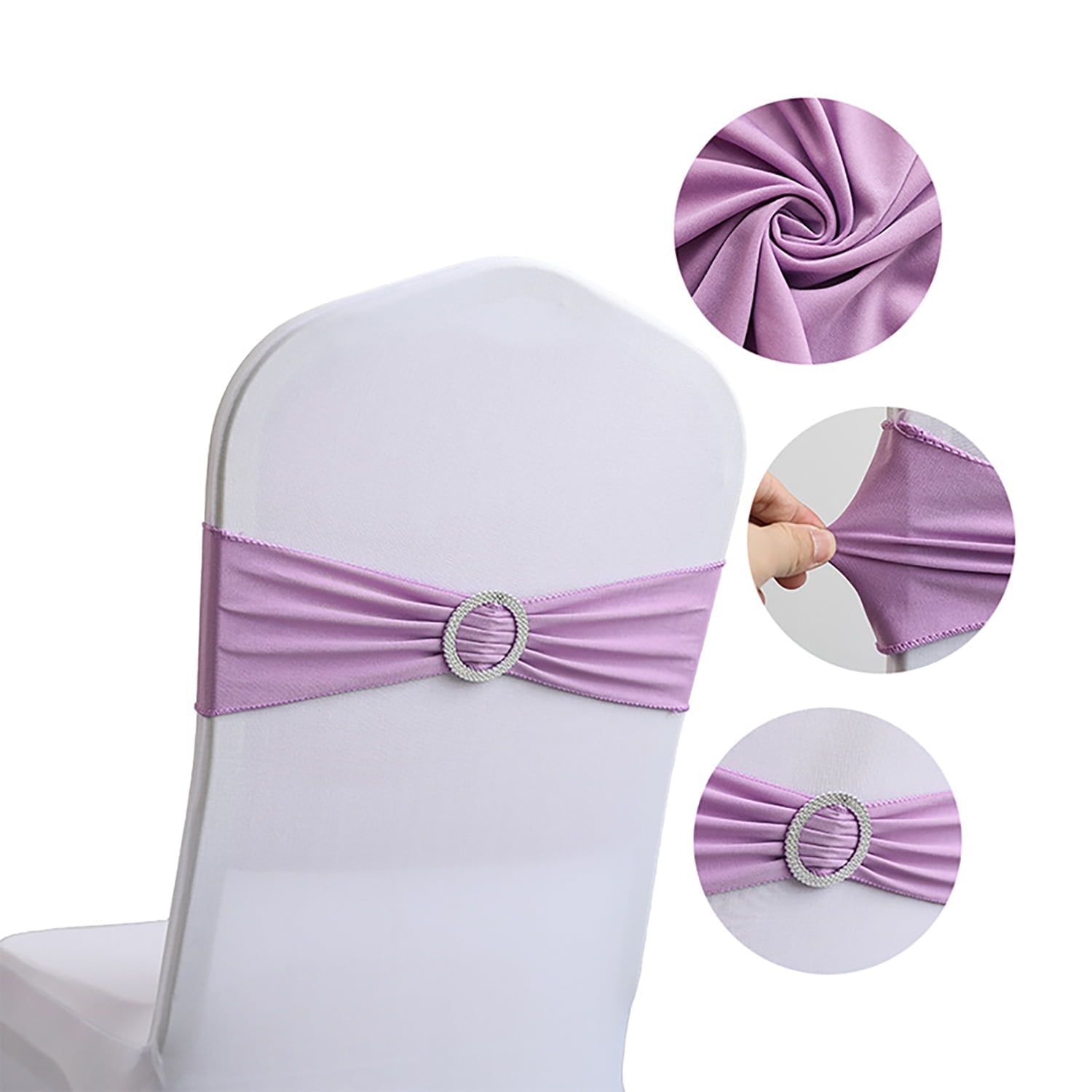 Asunby Spandex Chair Sashes Bows 100PCS Elastic Chair Bands with Buckle ...
