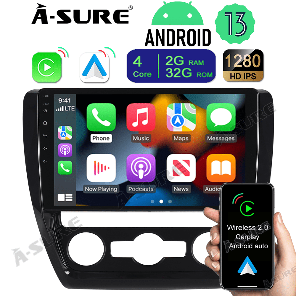 Asure 10.1" 2+32G Car Stereos For VW JETTA A6 (2011-2018) with Automatic A/C with Android Auto ...