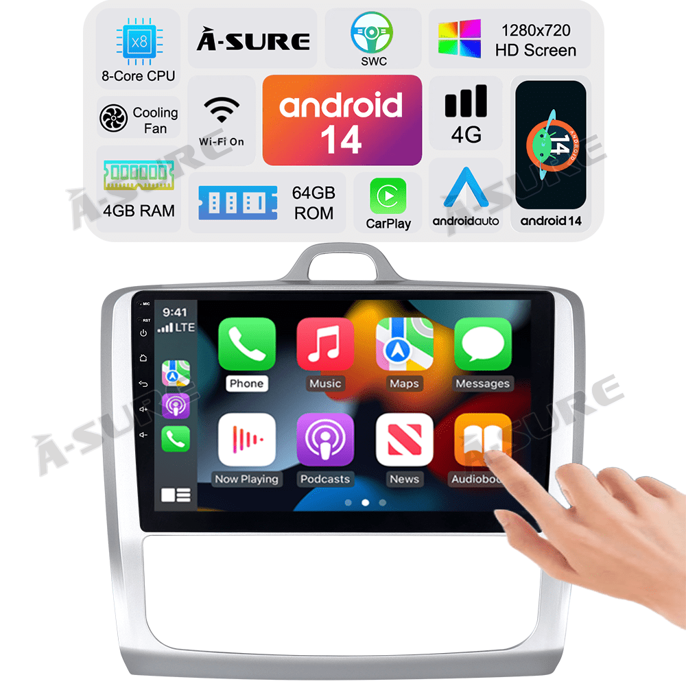 Asure 9" 4+64G Car Stereos For Ford Focus MK2 (2004-2011) with Android ...