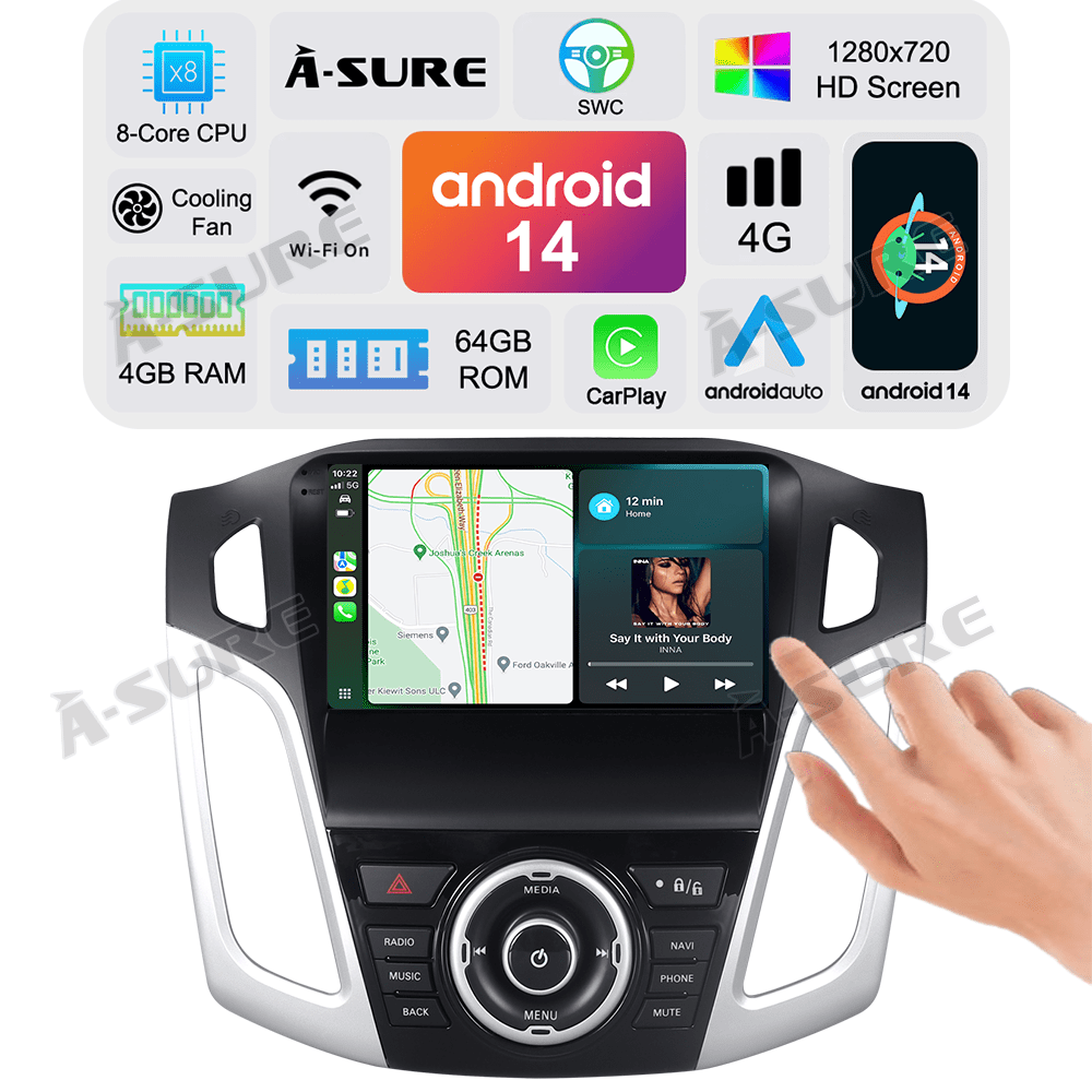 Asure 9" 4+64G Car Stereos For Ford Focus MK3 (2011-2018) Low-end with ...