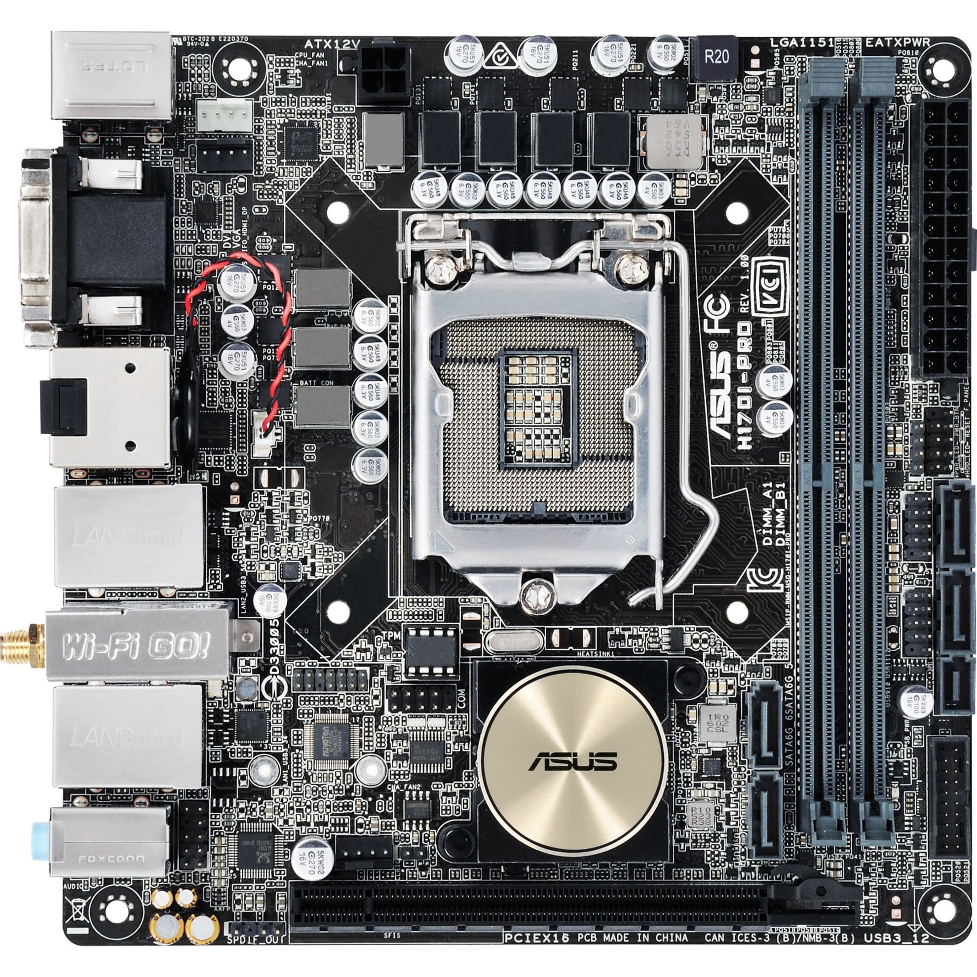 Asus H170I-PRO/CSM Desktop Motherboard, Intel H170 Chipset, Socket H4 LGA-1151, Mini ITX ...