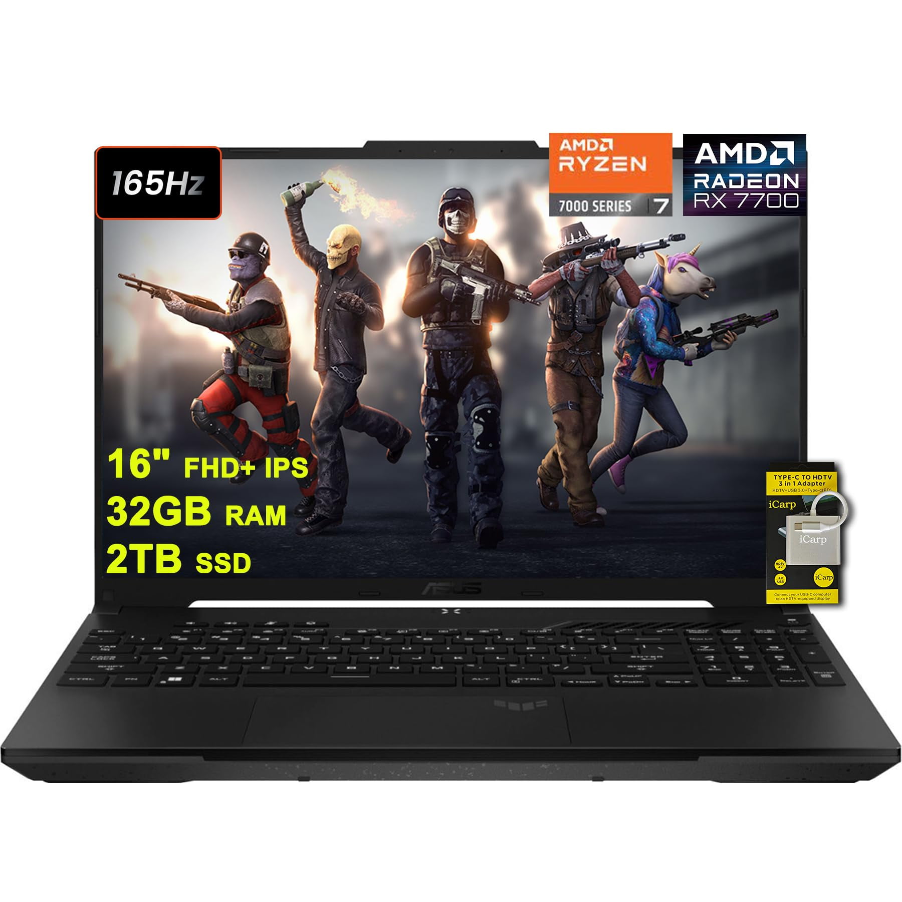 Asus TUF Gaming A16 Laptop 16" FHD+ 165Hz 7ms 100% sRGB AMD Octa-core ...