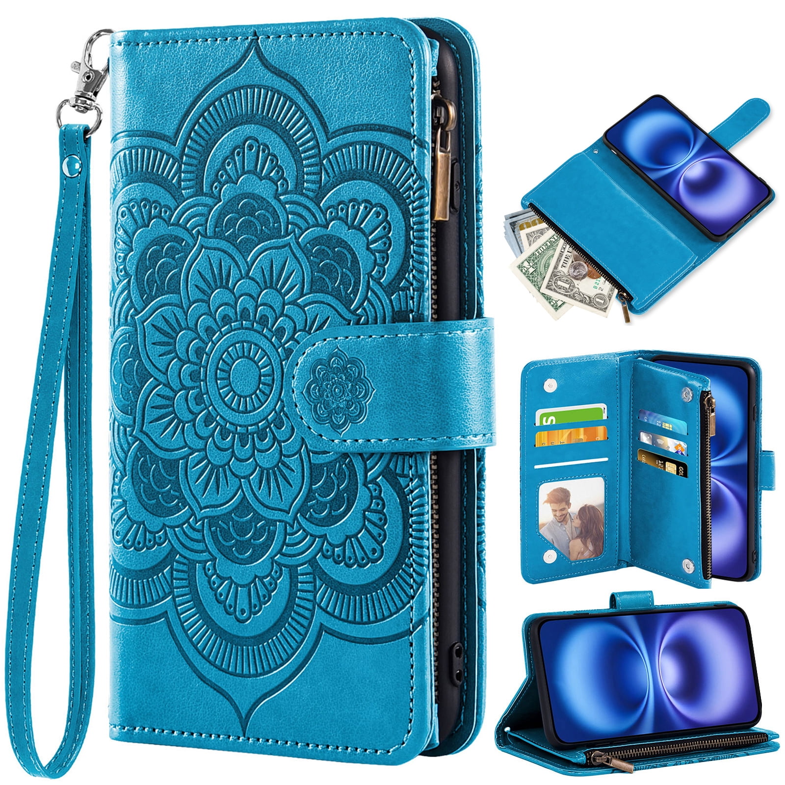 Asuwish Compatible with Nokia 1 Plus Wallet Case Lanyard Leather Flip ...