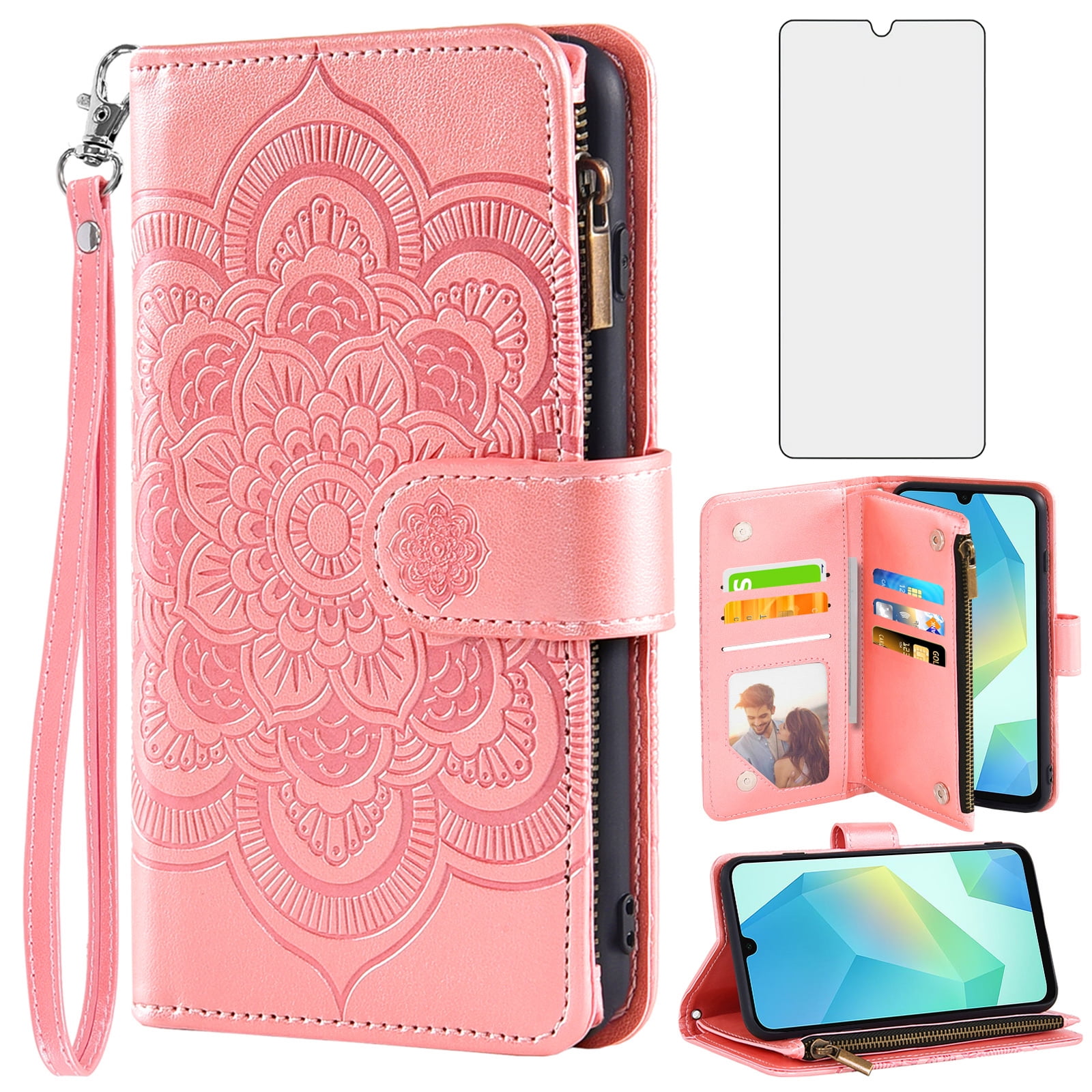 Asuwish Compatible with Samsung Galaxy A16 5G/4G Wallet Phone Case and Tempered Glass Screen ...