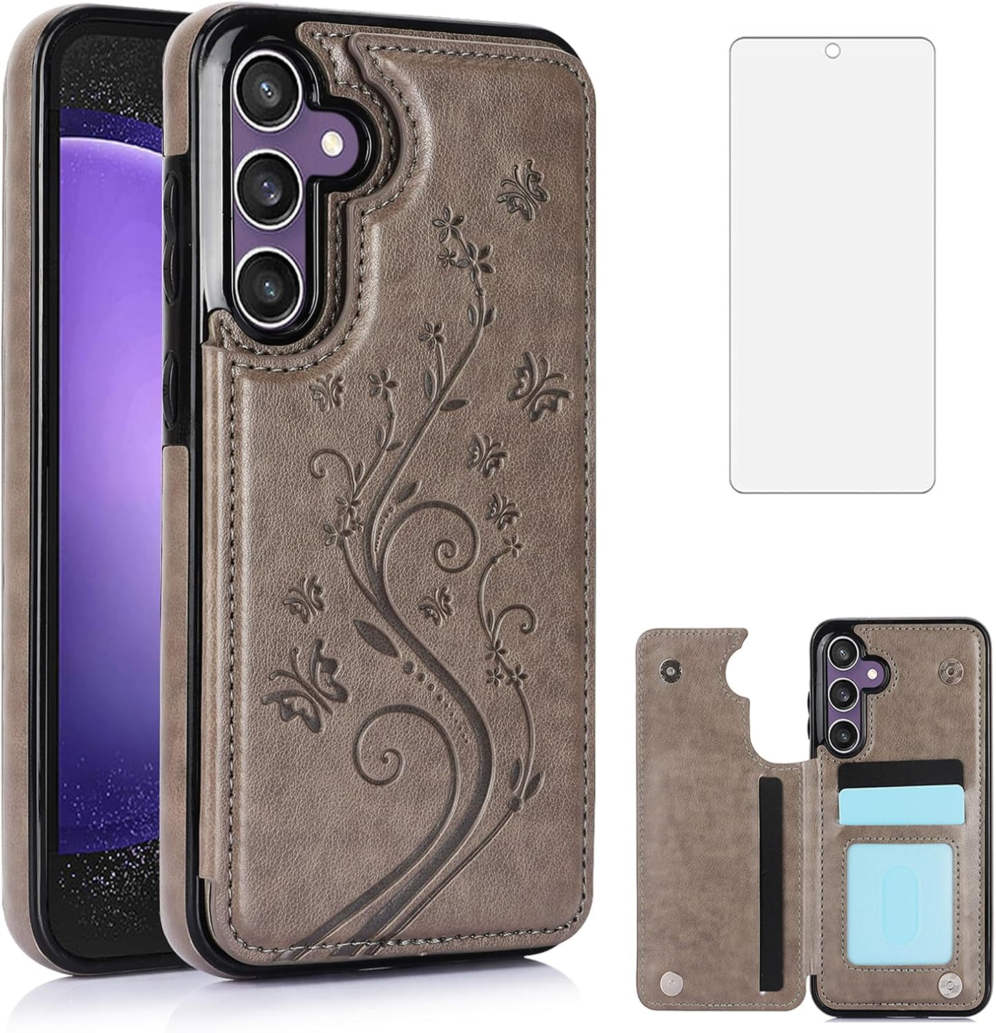 Asuwish Compatible with Samsung Galaxy A16 5G/4G Wallet Phone Case Tempered Glass Screen ...