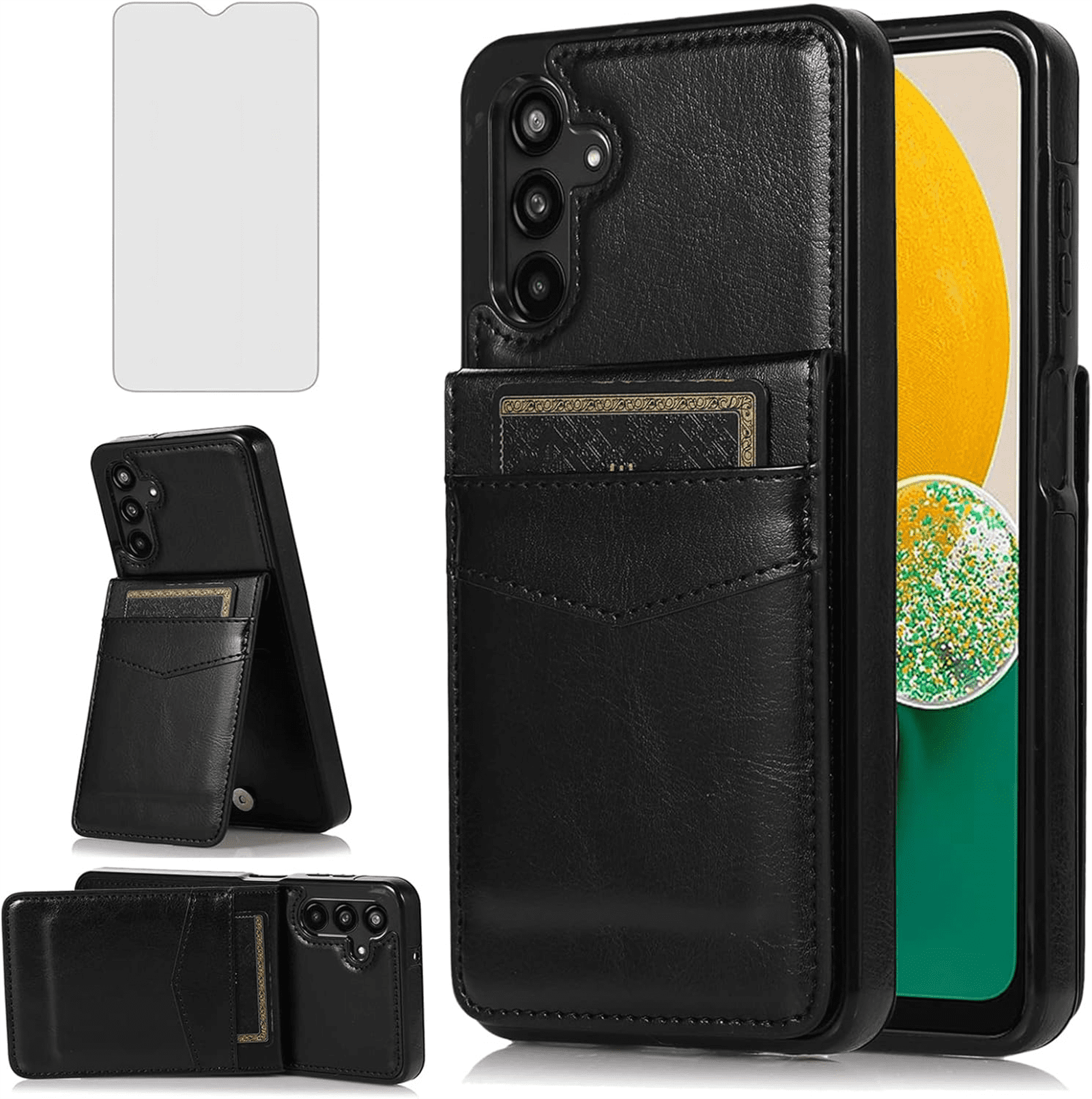 Asuwish Compatible with Samsung Galaxy A13 4G/5G Wallet Phone Case Tempered Glass Screen ...