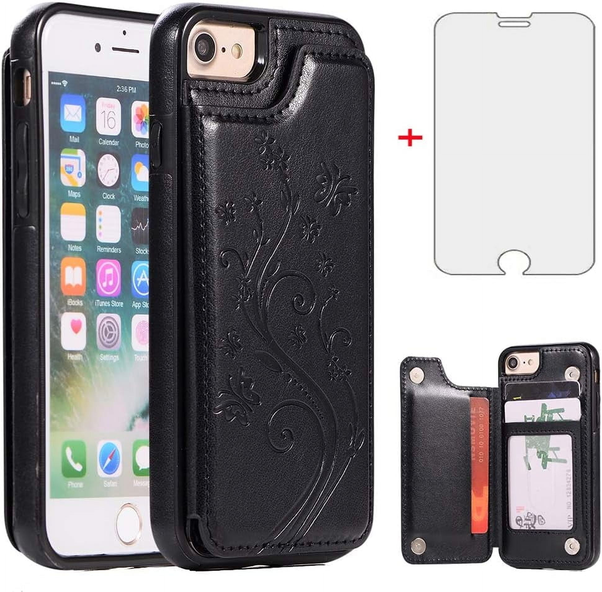 Compatible with iPhone 7/8/SE 2020/2022 Wallet Phone Case Screen ...