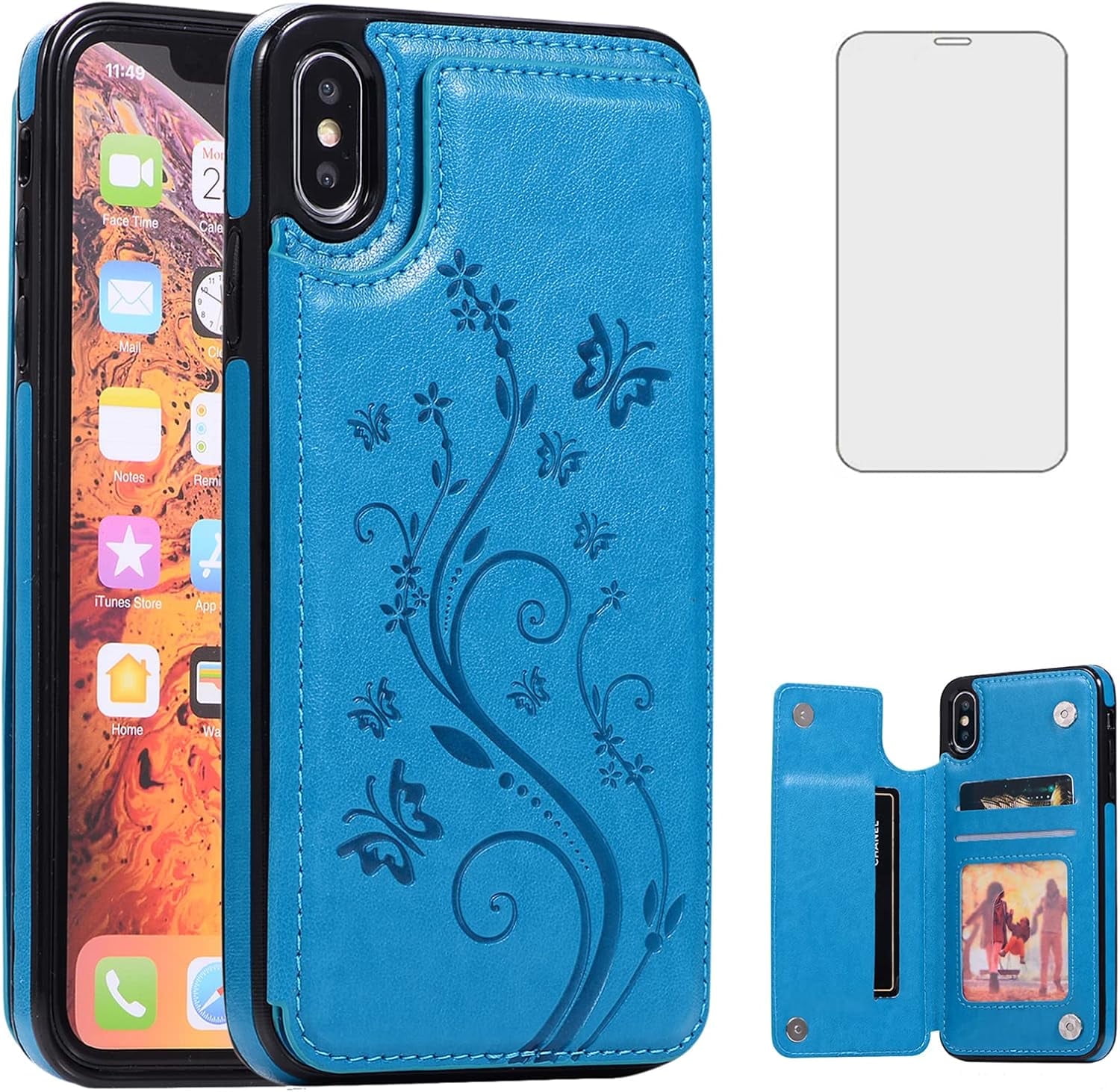 Asuwish Compatible with iPhone Xs Max Wallet Phone Case Tempered Glass ...