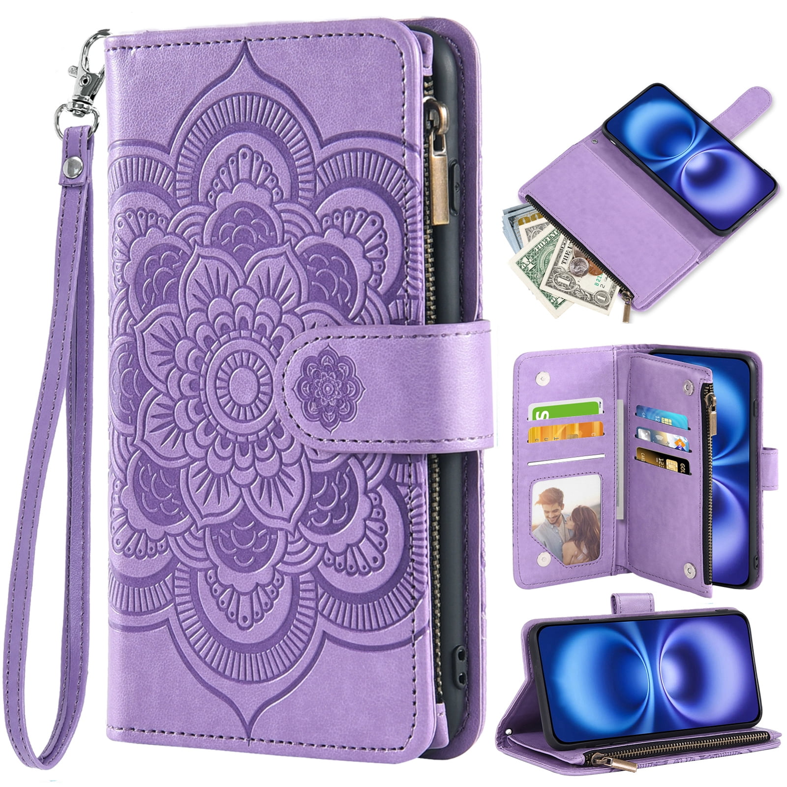 Asuwish Compatible with iPhone 13 Pro Max 2021 6.7 inch Wallet Case Lanyard Leather Flip Card ...