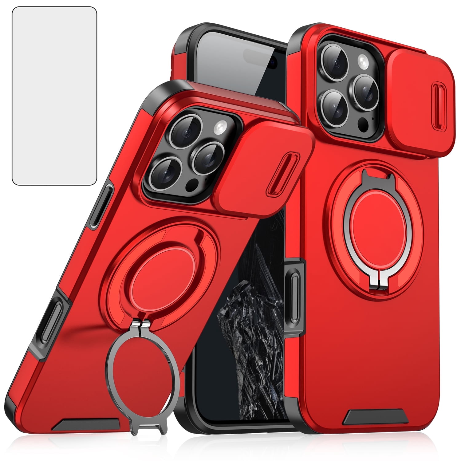 Asuwish Compatible with iPhone 16 Pro 6.3 inch Phone Case Slide Camera ...