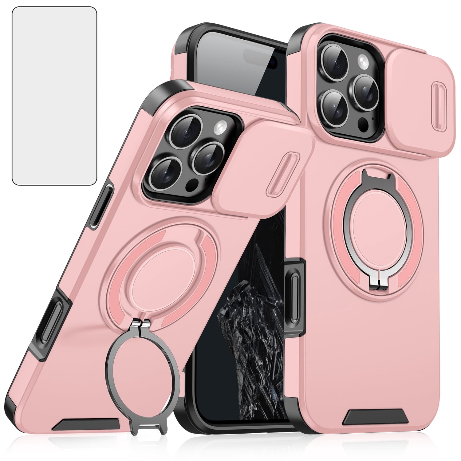 Asuwish Compatible with iPhone 16 Pro 6.3 inch Phone Case Slide Camera ...