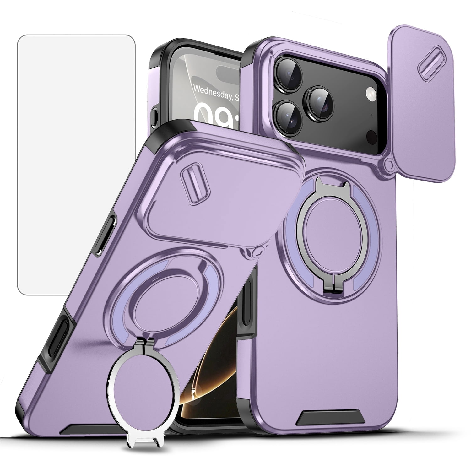 Asuwish Compatible with iPhone 17 Pro Max 6.9 inch Phone Case Slide ...