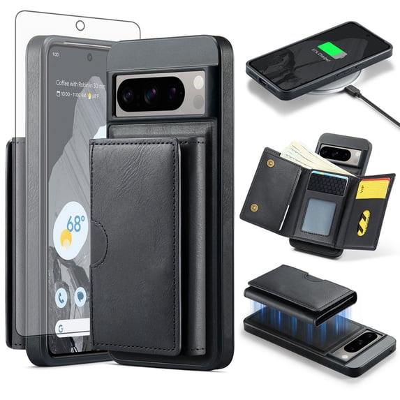 Asuwish Phone Case for Google Pixel 8 Pro 5G Wallet Magnetic Detachable ...