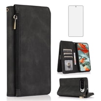 Asuwish Wallet Kickstand Hard Shell Cell Phone Case with Tempered Glass ...