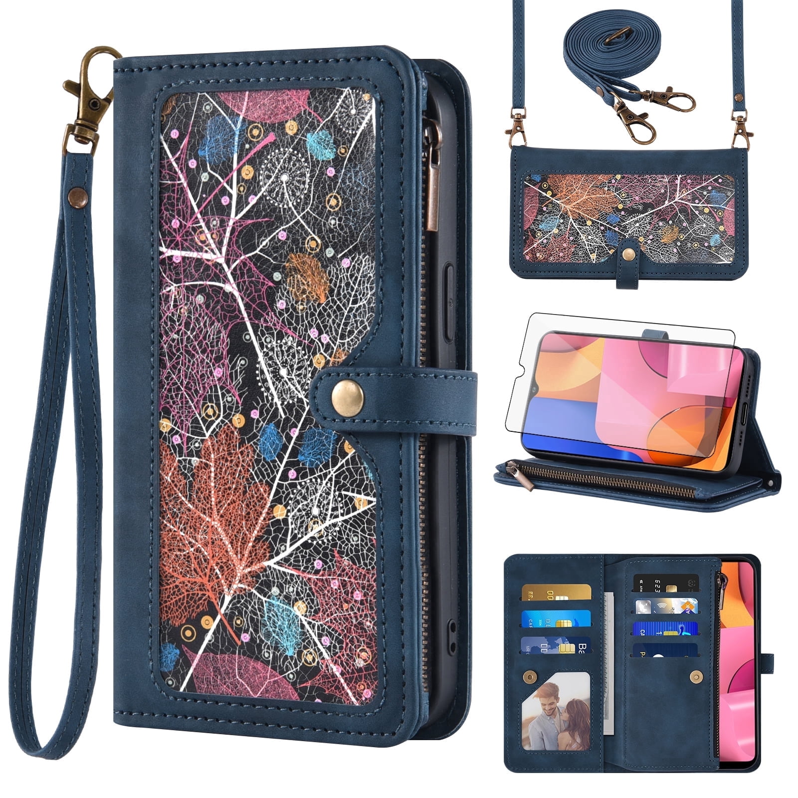 Asuwish Phone Case for Samsung Galaxy A20s Wallet Cover With Tempered ...