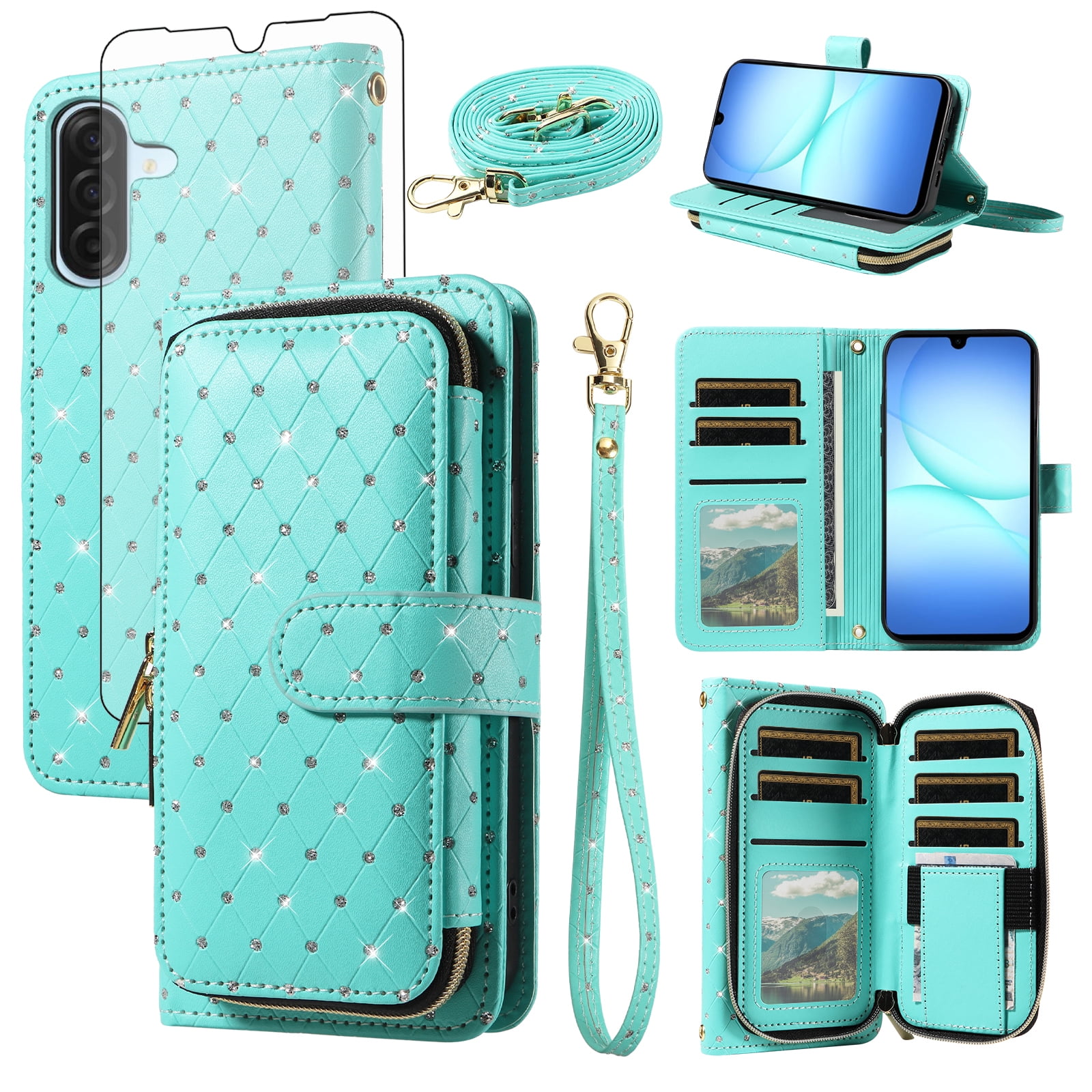 Asuwish Wallet Phone Case for Samsung Galaxy A17 5G/4G and Tempered ...