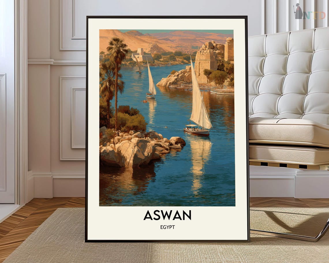 Aswan Egypt City Map Wall Art Travel Decor Photo Print Unframed Paper ...