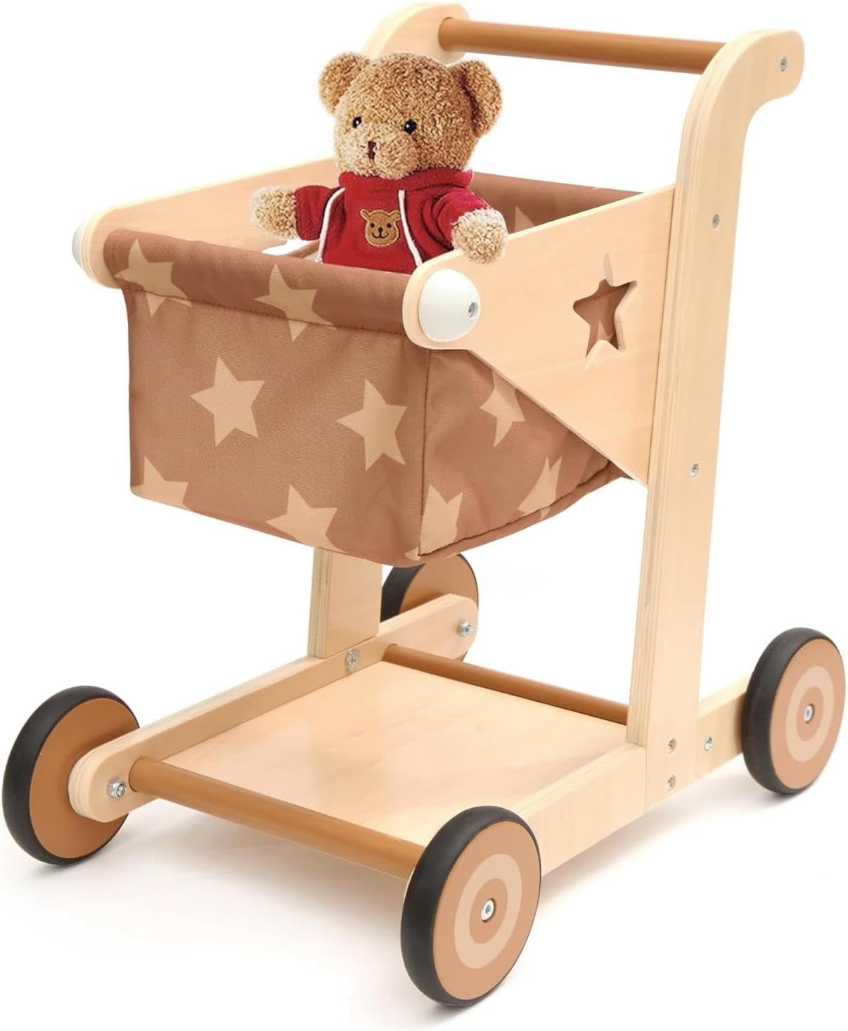 Asweets Wooden Baby Walker Push and Pull Doll Stroller, Shopping Cart ...