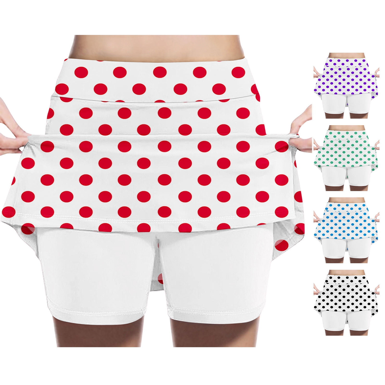 Asxite Girls Polka Print High Waist A Line Skirts Faux Layered Sport ...