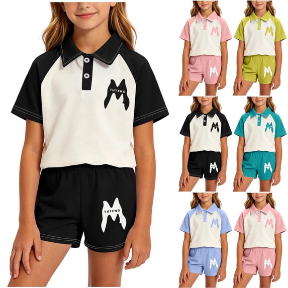 Asxite Girls Summer Outfits Casual Collared Button Raglan Sleeve Top ...