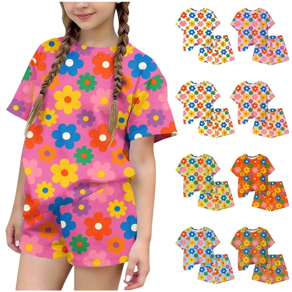 Asxite Girls Summer Outfits Casual Print Short Sleeve Round Neck Tee ...