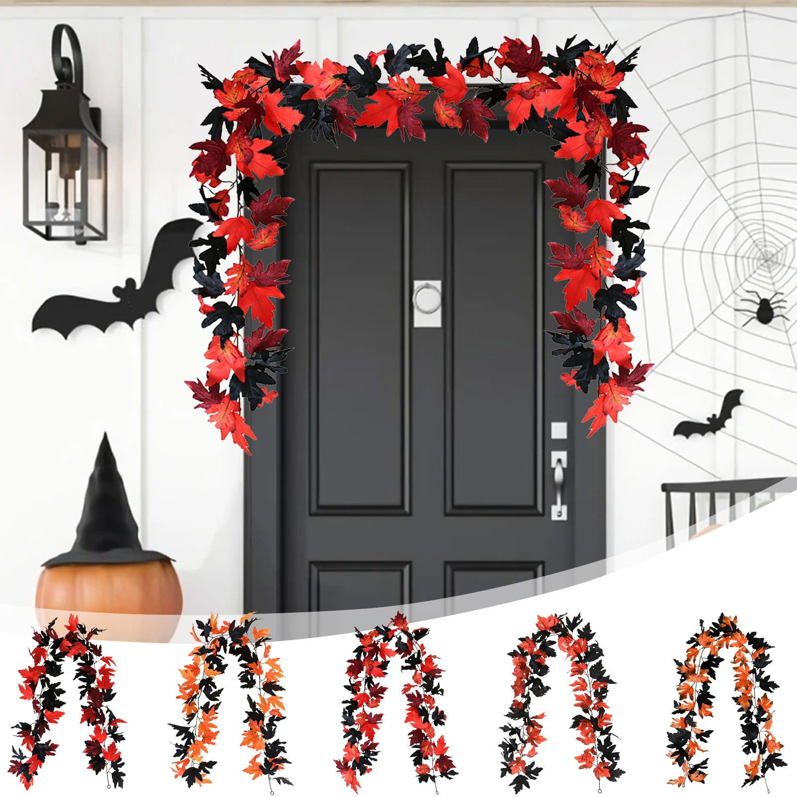 Asxite Home Decoration, 2pcs Artificial Maple Leaf Vines Halloween Decor Home Fall Party ...