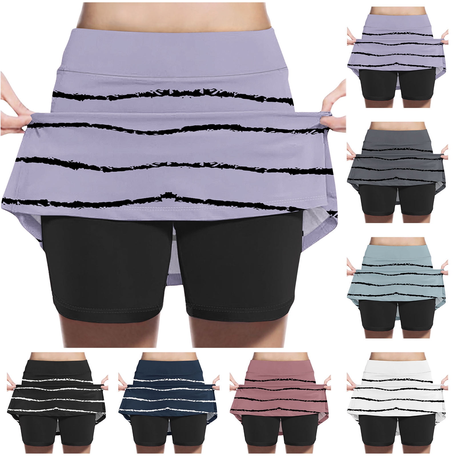 Asxite Kids Polka Print High Waist A Line Skirts Loose Faux Layered ...