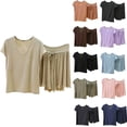 Asxite Pajamas for Women Set Solid V Neck Ruffle Sleeve Shorts Ruffle ...