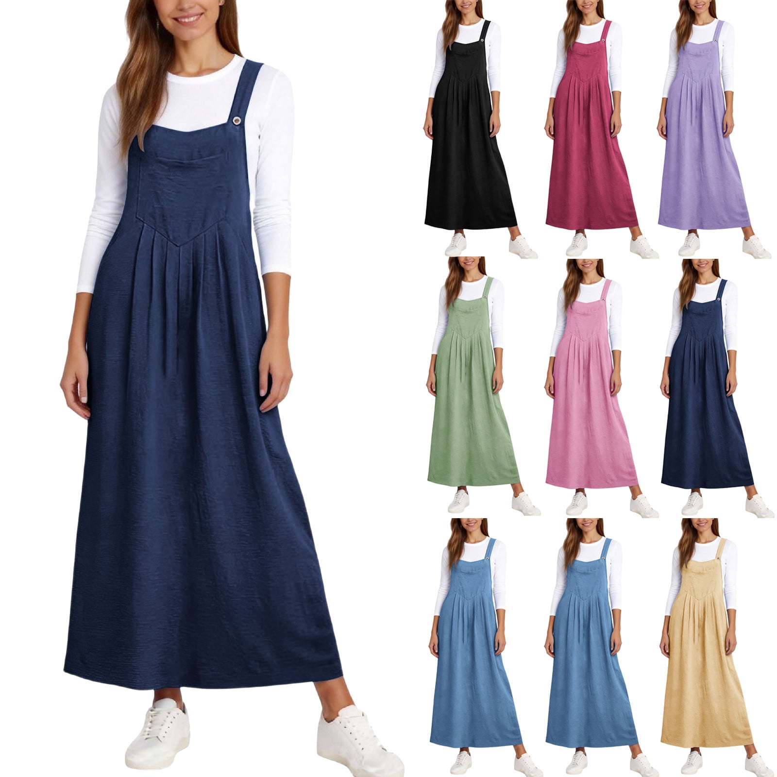 Asxite Summer Dresses for Women Casual Solid Spaghetti Strap A Line ...