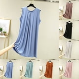 Asxite Summer Dresses for Women Casual Solid Stretchy Loose Breathable ...