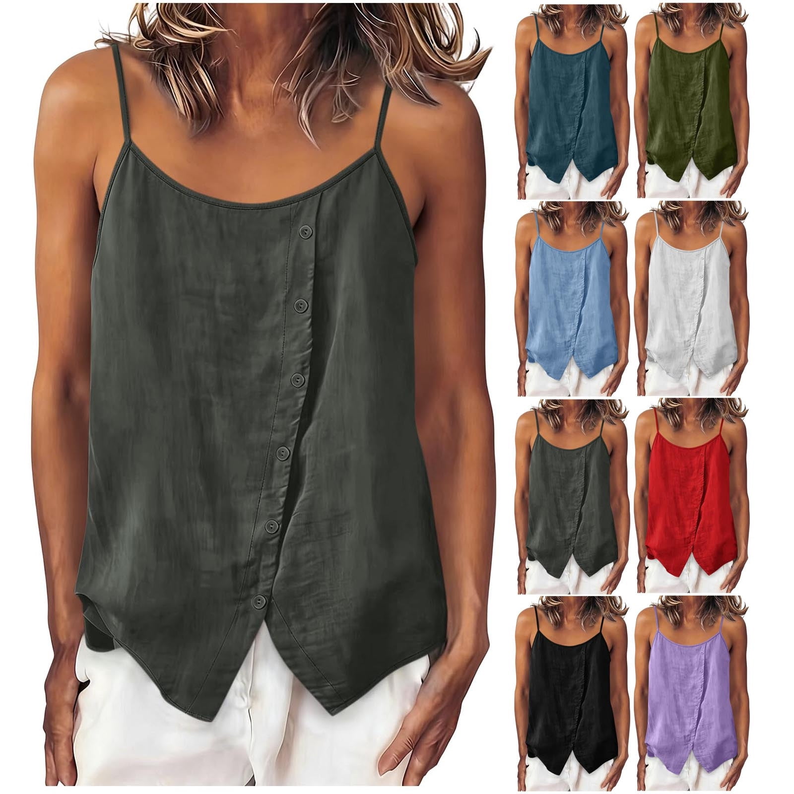 Asxite Tank Tops for Women Plus Size Sleeveless Trendy Solid Color ...